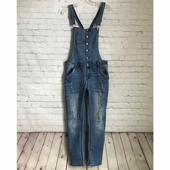 Ardene | Pants & Jumpsuits | Distressed Ripped Denim Overalls Skinny ...